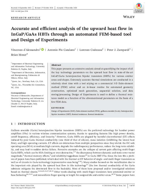 (PDF) Accurate and efficient analysis of the upward heat flow in InGaP/GaAs HBTs through an ...