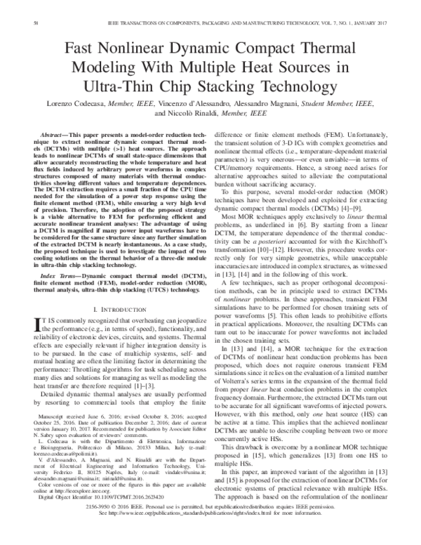 Pdf Fast Nonlinear Dynamic Compact Thermal Modeling With Multiple Heat Sources In Ultra Thin