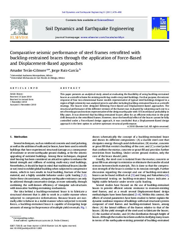 Pdf Comparative Seismic Performance Of Steel Frames Retrofitted With Buckling Restrained