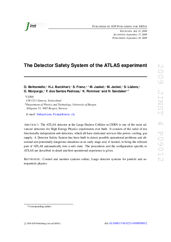 (PDF) The Detector Safety System of the ATLAS experiment
