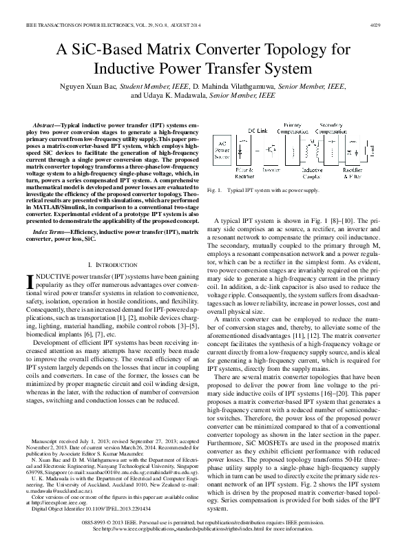 (PDF) A SiC-Based Matrix Converter Topology for Inductive Power Transfer System
