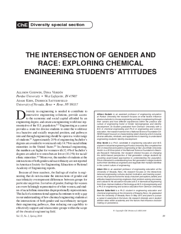 Pdf The Intersection Of Gender And Race Exploring Chemical