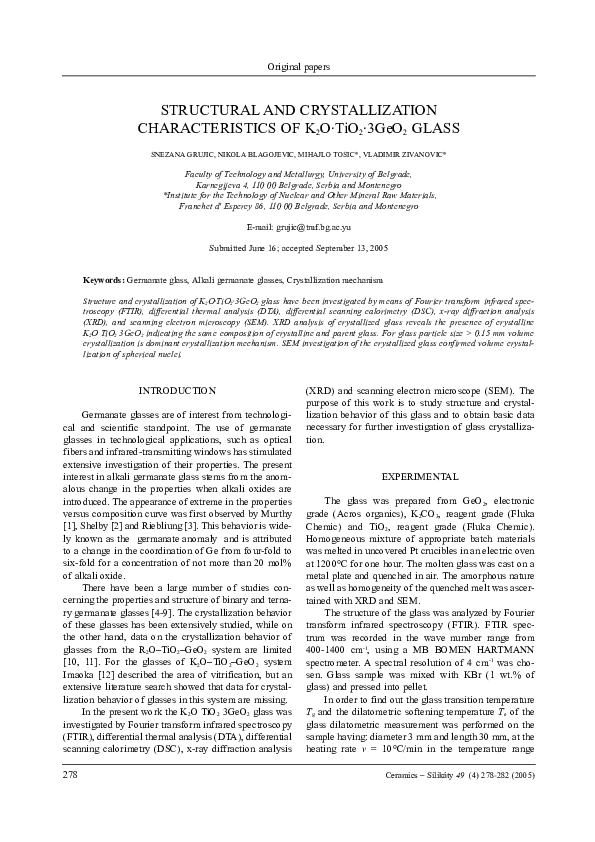 (PDF) Structural and crystallization characteristics of K~ 2O· TiO~ 2 ...