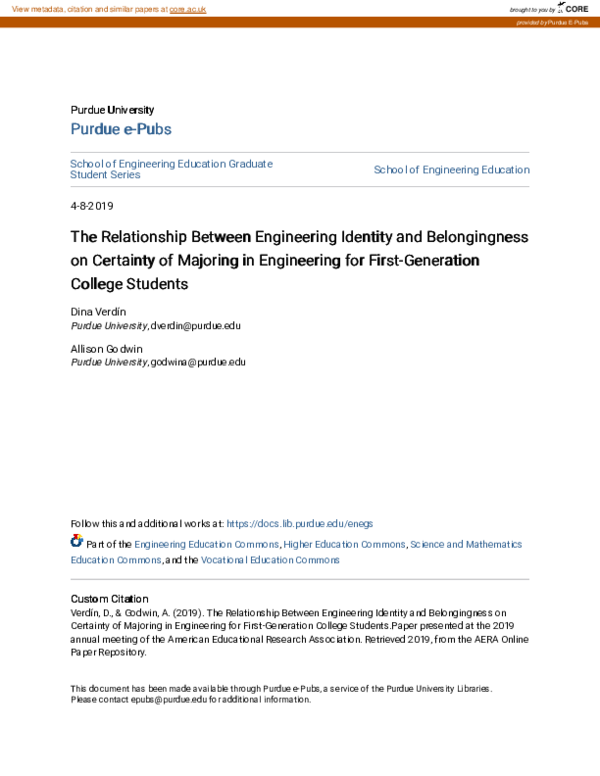 (PDF) The Relationship Between Engineering Identity and Belongingness ...