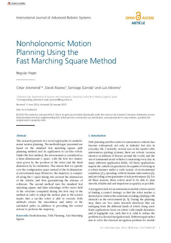 (PDF) Nonholonomic Motion Planning Using the Fast Marching Square Method