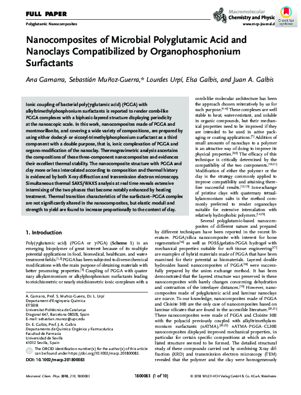 (PDF) Nanocomposites of Microbial Polyglutamic Acid and Nanoclays ...