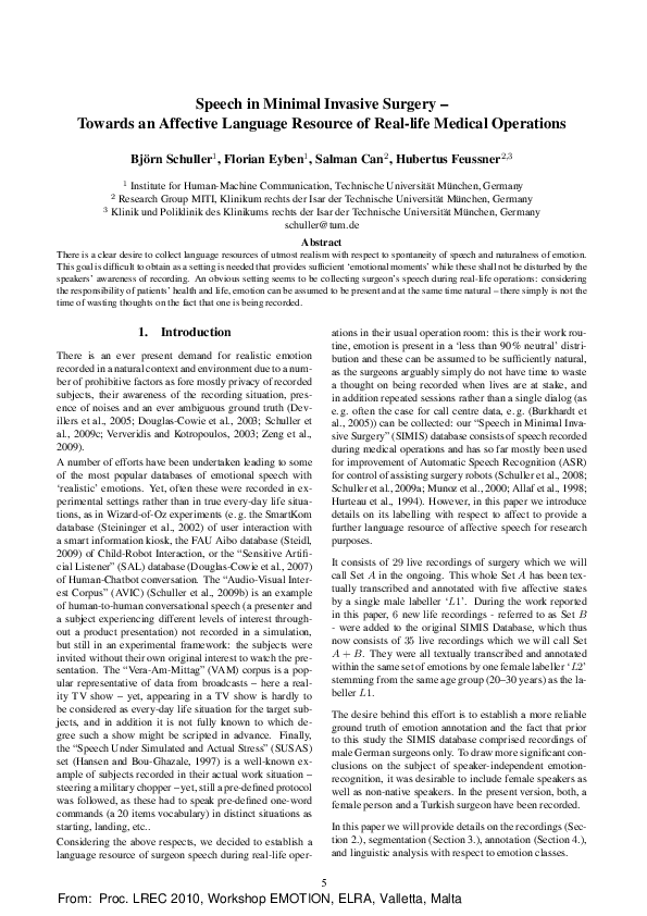 (PDF) Speech in minimal invasive surgery–towards an affective language ...