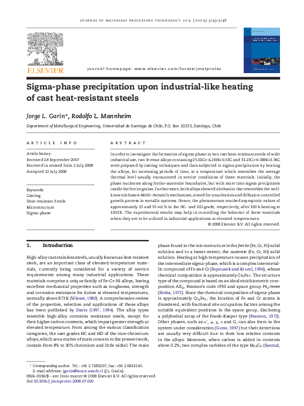 (PDF) Sigma-phase precipitation upon industrial-like heating of cast ...