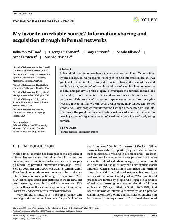 (PDF) My favorite unreliable source? Information sharing and ...