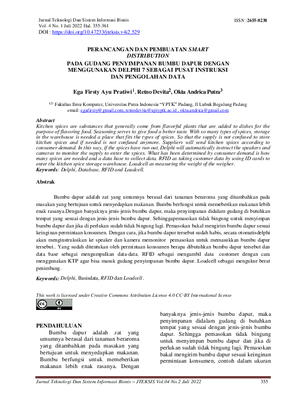 (PDF) Perancangan Dan Pembuatan Smart Distribution Pada Gudang ...