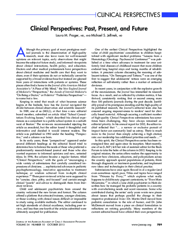 (PDF) Clinical Perspectives: Past, Present, and Future