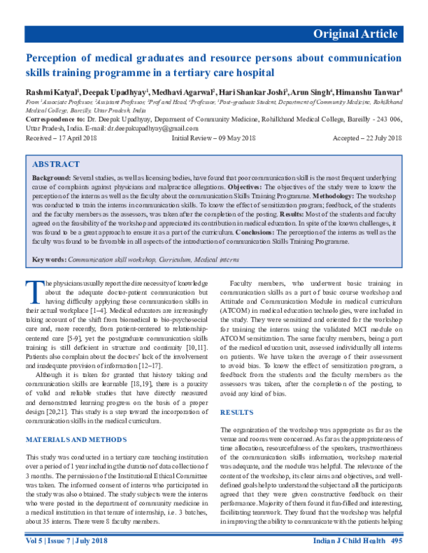 (PDF) Perception of Medical Graduates and Resource Persons About ...