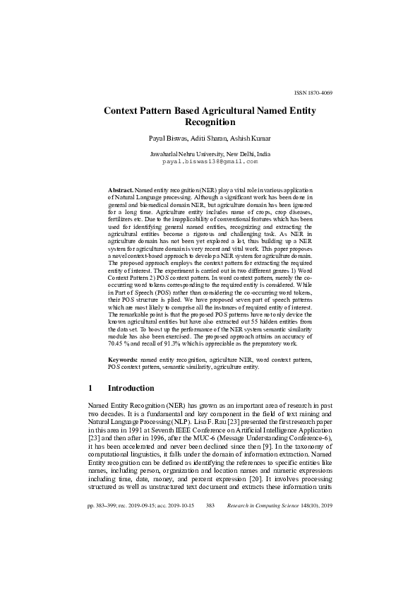 Pdf Context Pattern Based Agricultural Named Entity Recognition 2622