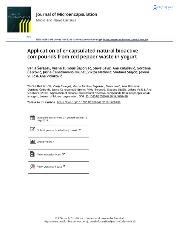 (PDF) Application of encapsulated natural bioactive compounds from red ...