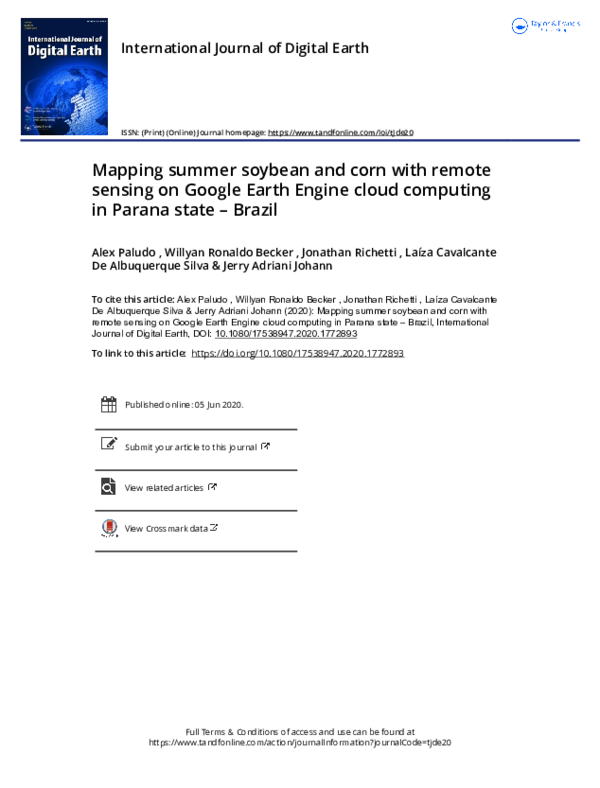 (PDF) Mapping summer soybean and corn with remote sensing on Google Earth Engine cloud computing ...