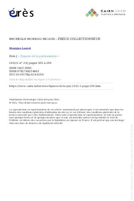 (PDF) Michelle Moreau Ricaud : Freud collectionneur