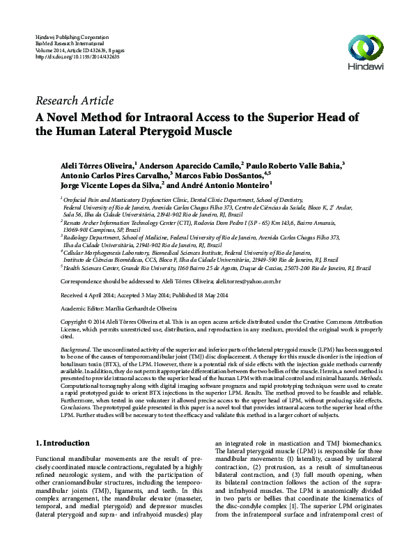 (PDF) A Novel Method for Intraoral Access to the Superior Head of the ...