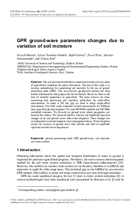 (PDF) GPR ground-wave parameters changes due to variation of soil ...