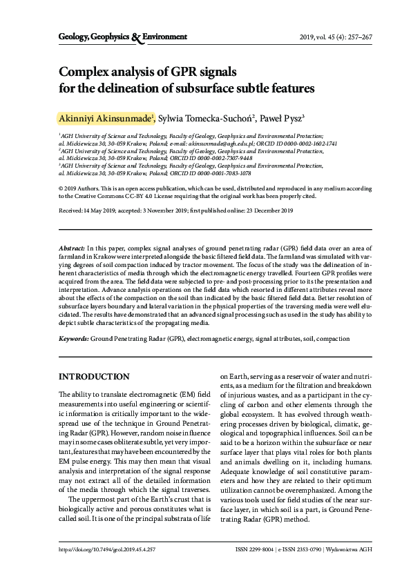 (PDF) Complex analysis of GPR signals for the delineation of subsurface ...