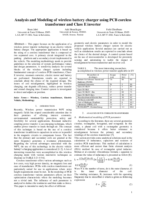 (PDF) Analysis and Modeling of wireless battery charger using PCB ...