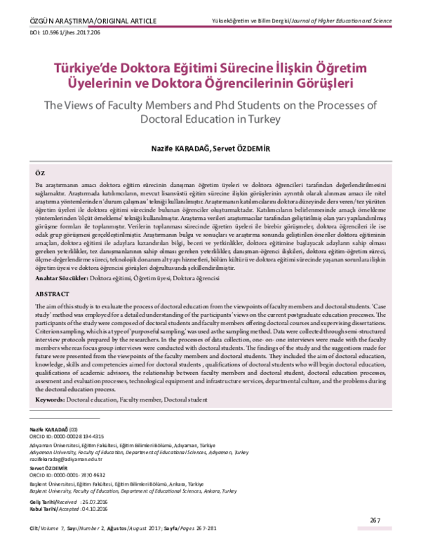 (PDF) The views of faculty members and phd students on the processes of ...