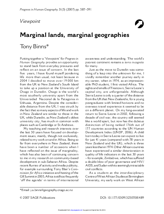 (PDF) Marginal lands, marginal geographies