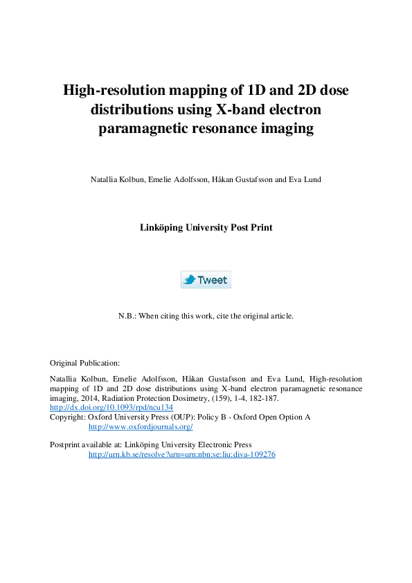 (PDF) High-Resolution Mapping of 1D and 2D Dose Distributions Using X ...
