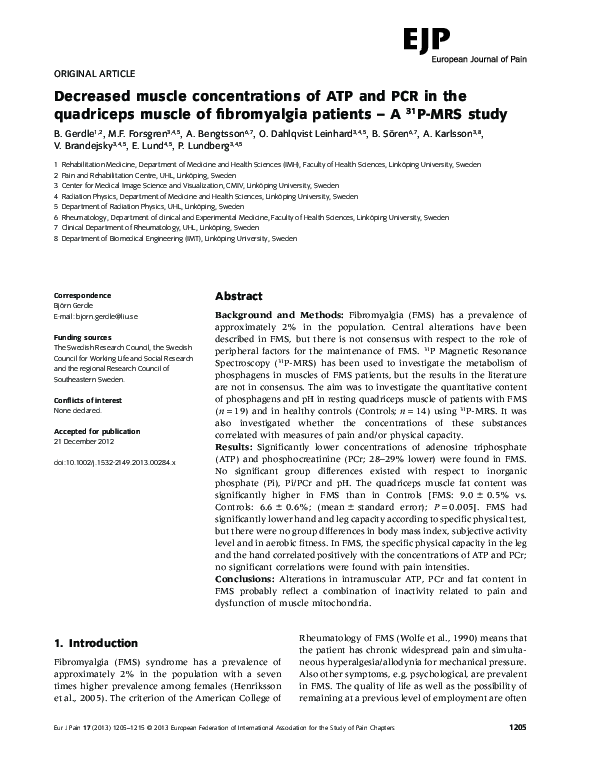 (PDF) ATP and PCr Deficiency in Fibromyalgia Muscle