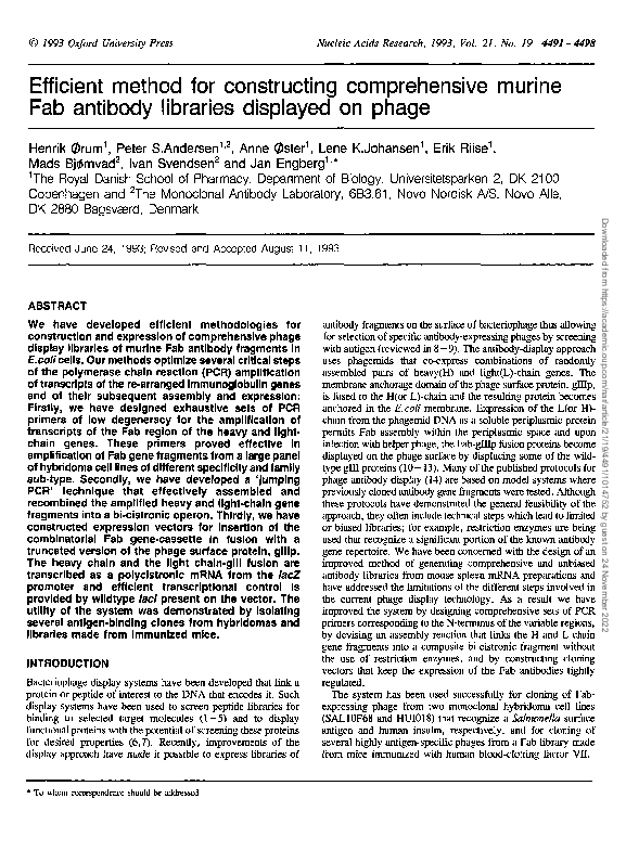 (PDF) Efficient method for construction comprehensive murine Fab ...