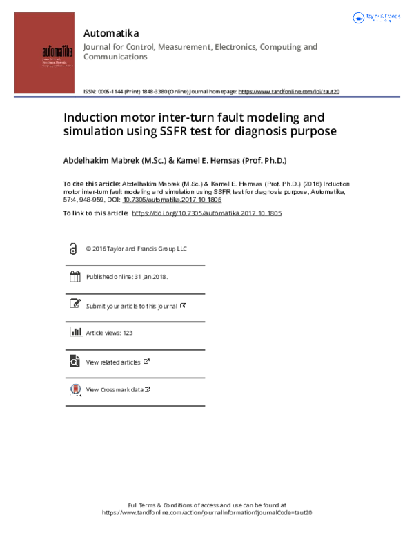 Pdf Induction Motor Inter Turn Fault Modeling And Simulation Using