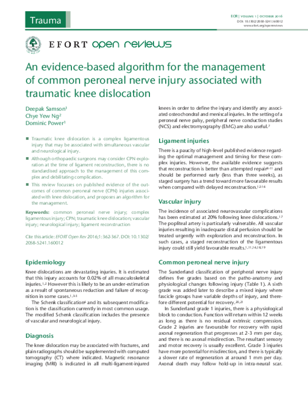 (PDF) An evidence-based algorithm for the management of common peroneal ...