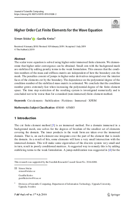 (PDF) Higher Order Cut Finite Elements for Waves