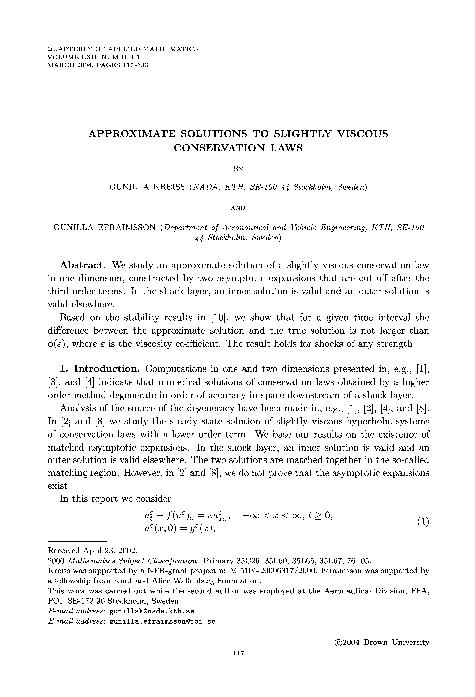 (PDF) Approximate solutions to slightly viscous conservation laws