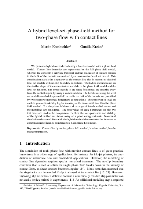 (PDF) A hybrid level-set-phase-field method for two-phase flow with contact lines