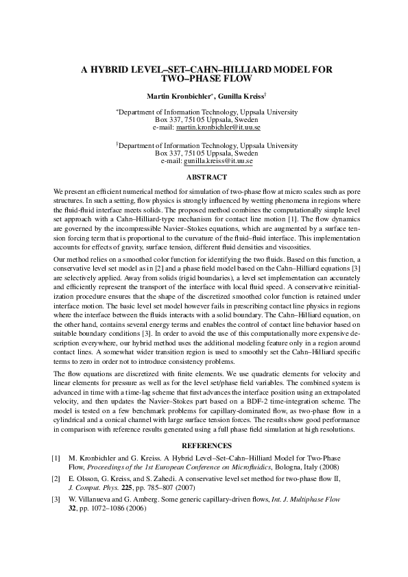 (PDF) A hybrid level-set-cahn-hilliard model for two-phase flow
