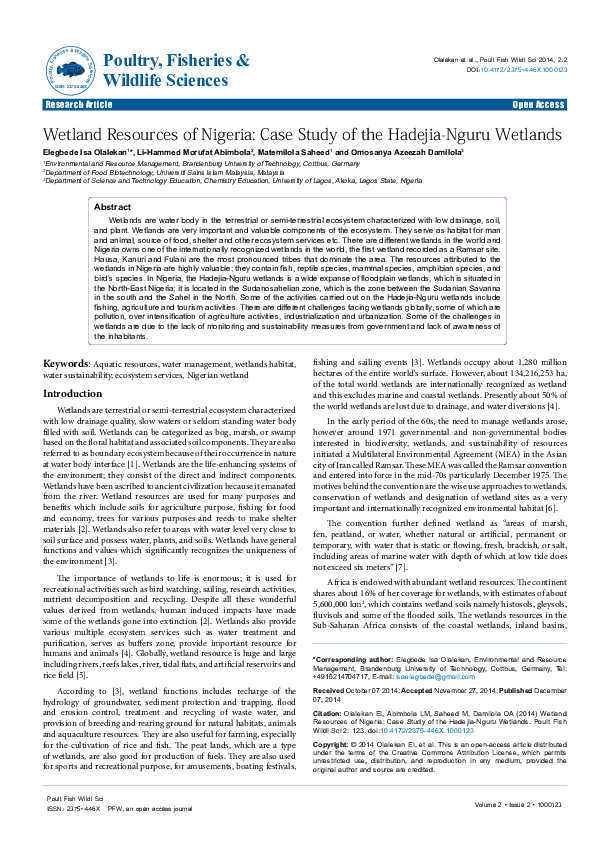 (PDF) Wetland Resources of Nigeria: Case Study of the Hadejia-Nguru ...