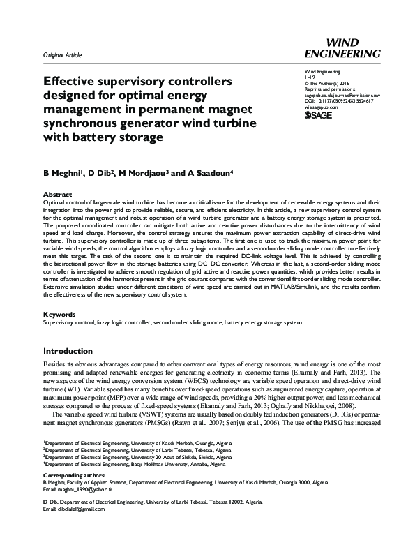 (PDF) Effective supervisory controllers designed for optimal energy ...