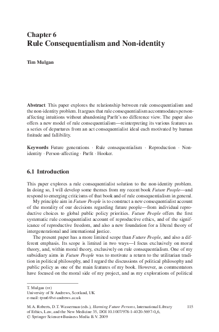 (PDF) Rule Consequentialism and Non-identity