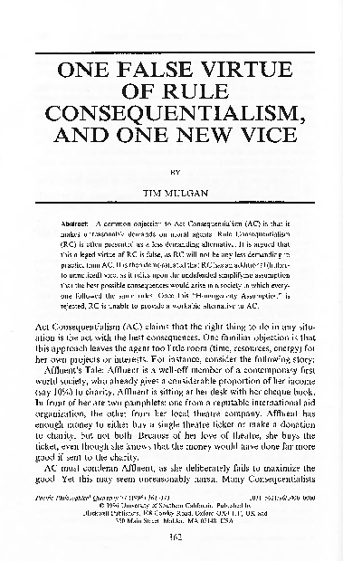 (PDF) Rule Consequentialism's Flaws and Assumptions