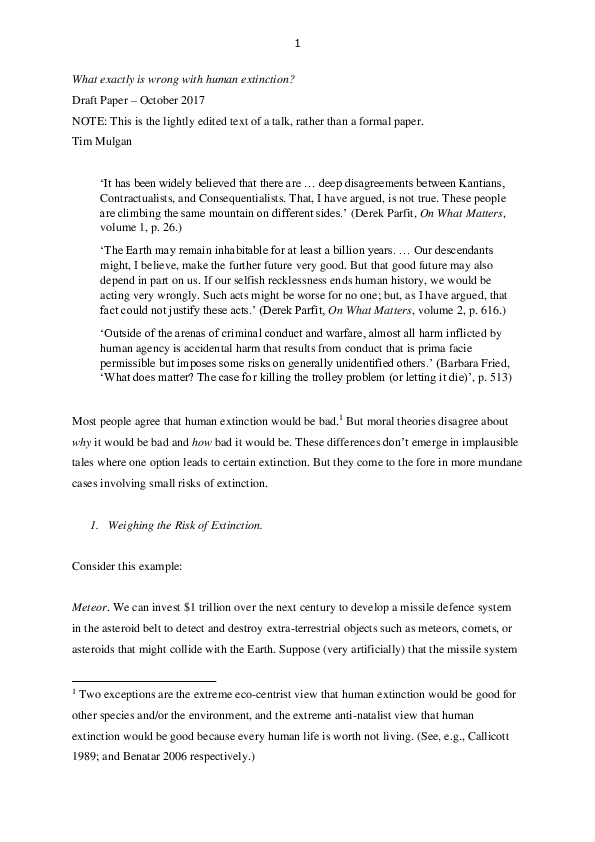 What Exactly Is Wrong With Human Extinction