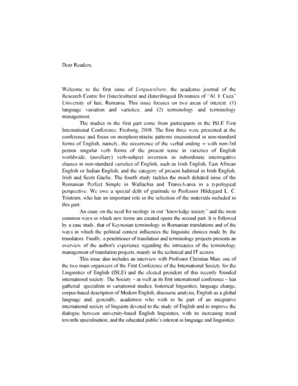 (PDF) Letter from the Issue Editor