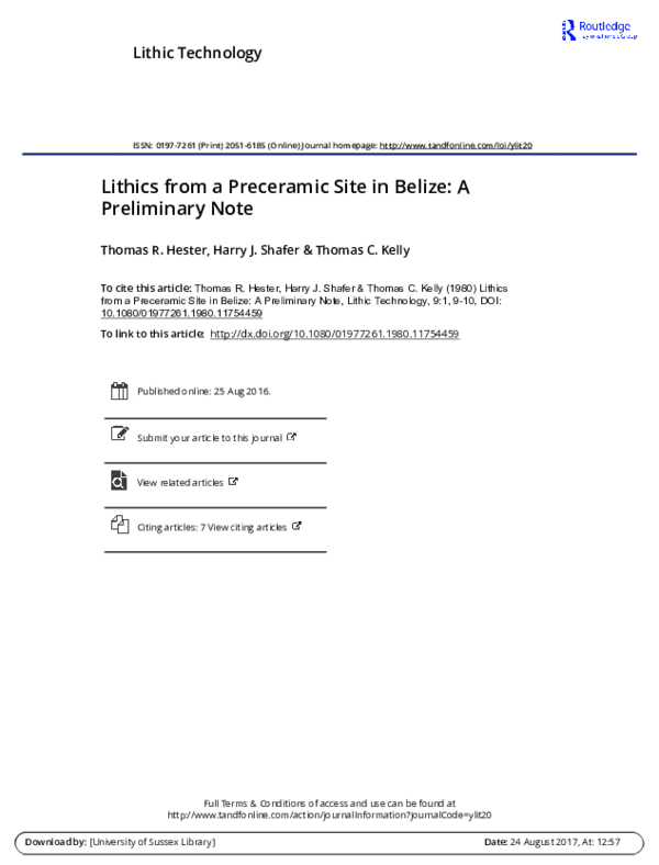 (PDF) Lithics from a Preceramic Site in Belize: A Preliminary Note