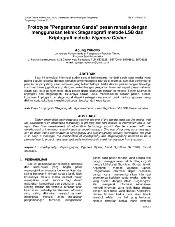 Pdf Prototype Pengamanan Ganda Pesan Rahasia Dengan Menggunakan