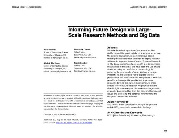 (PDF) Informing future design via large-scale research methods and big data | Mattias Rost ...