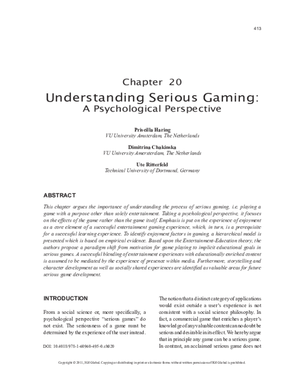 (PDF) Understanding Serious Gaming