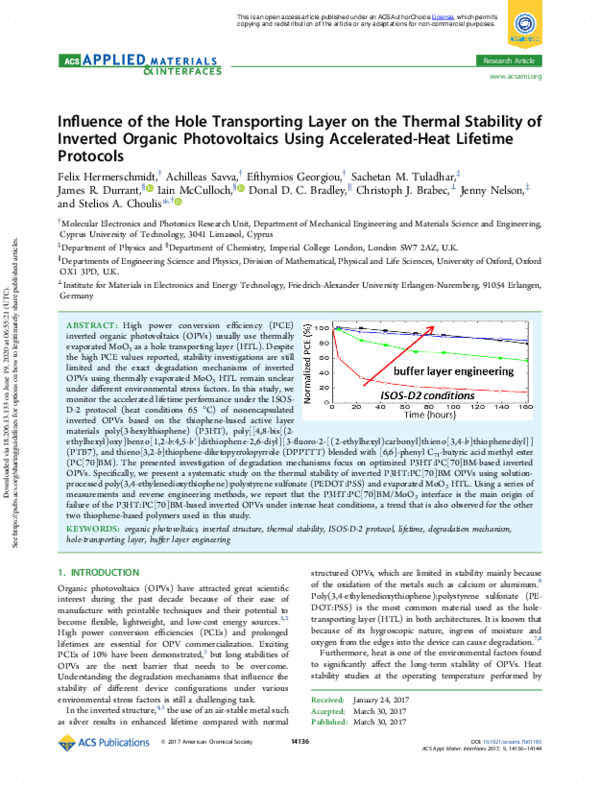 (PDF) Influence of the Hole Transporting Layer on the Thermal Stability ...
