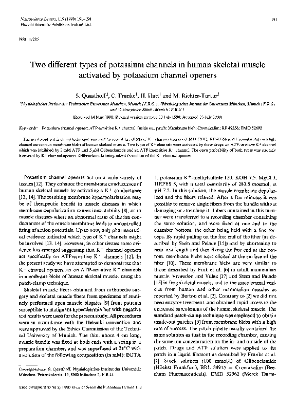 (PDF) Two different types of potassium channels in human skeletal ...