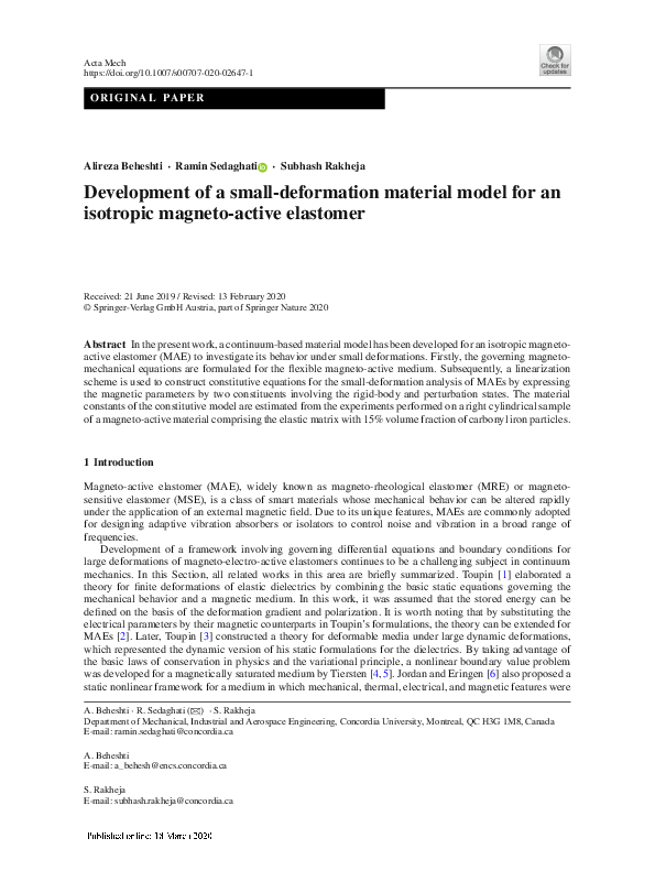 (PDF) Small-Deformation Model for Magneto-Active Elastomers