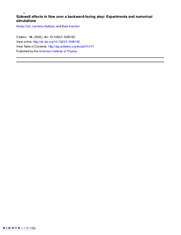 (PDF) Sidewall effects in flow over a backward-facing step: Experiments ...