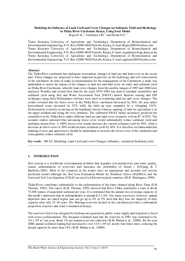 (PDF) Modeling the Influence of Land Use/Land Cover changes on sediment ...